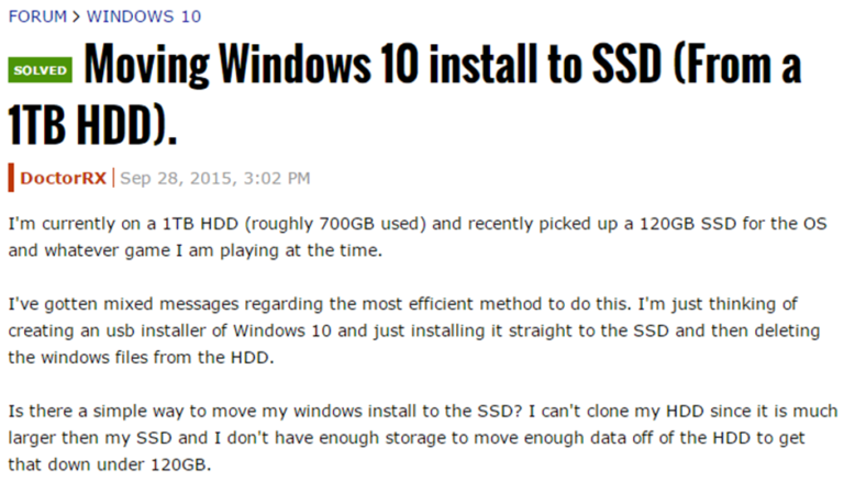 How To Move Windows10 To Ssd Without Reinstalling Windows